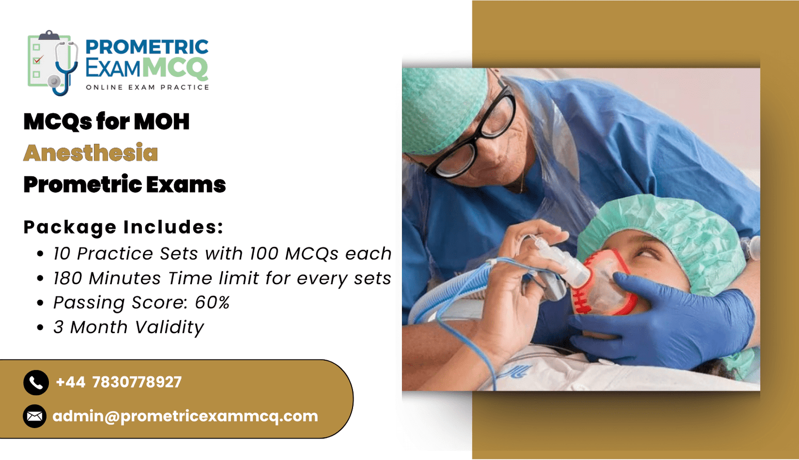 MOH Prometric Exam MCQs for Anesthesia - Prometric Exam MCQs 2025